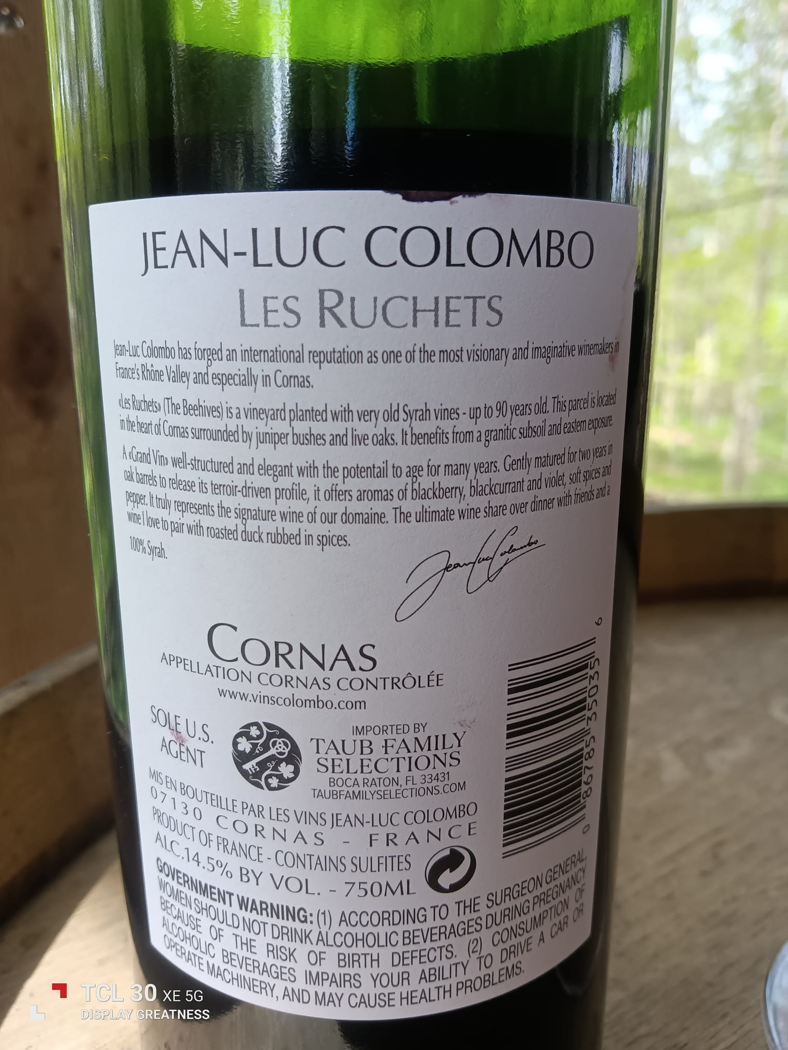 Jean Luc Colombo ‘Les Ruchets’ Cornas Syrah 2018 – Vine to Table
